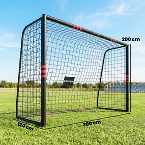 SPORTNOW Fotbalová branka pro zahradu 300 x 200 cm, robustní venkovní branka s polstrováním sítě, zemní kotvy, antikorozní povrch
