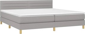 Box spring postel s matrací a LED světle šedá 200x200 cm textil 3133821