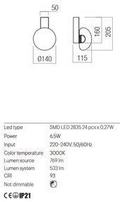Redo 01-3239 - LED Nástěnné svítidlo SINCLAIR LED/6,5W/230V CRI 93 IP21 zlatá