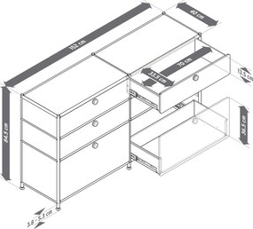 Tchibo - Kovová komoda »Cn3« se 6 zásuvkami - barva: šedá