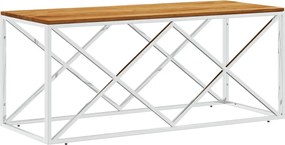 vidaXL Konferenční stolek nerezová ocel a masivní recyklované dřevo [349967] Barva: stříbrná a hnědá