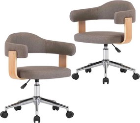 Otočné jídelní židle 2 ks taupe ohýbané dřevo a textil 3054905
