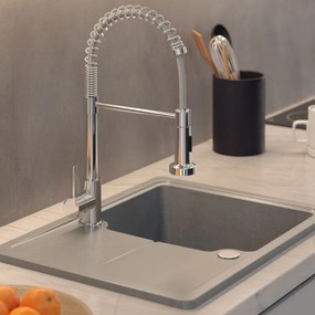 Kuchyňská dřezová baterie QUADRON SALMA NEW s pružinovou hadicí a sprchou chrom