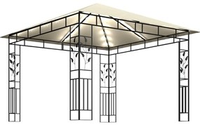 vidaXL Marketos Altán s moskytiérou a světelnými LED řetězy 3x3x2,73 m krémový