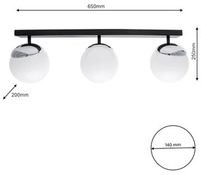 Stropní svítidlo Sfera, 3x bílé skleněné stínítko, b/ch