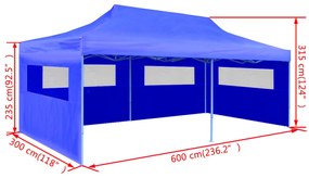 Modrý skládací nůžkový party stan 3 x 6 m,  41583