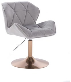 LuxuryForm DESIGN Otočná židle MILANO VELUR na zlatém talíři - světle šedá