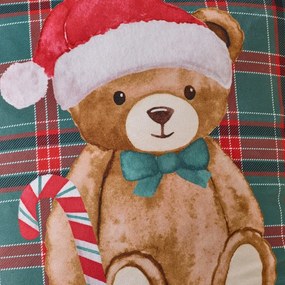 Dekorační polštář s vánočním motivem 45x45 cm Christmas Tartan Teddy Bear – Catherine Lansfield