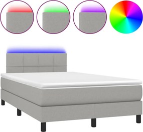 Box spring postel s matrací a LED světle šedá 120x190 cm textil 3270039