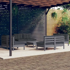 vidaXL 9dílná zahradní sedací souprava s krémovými poduškami borovice [3096048] Barva: Krémová a antracitová