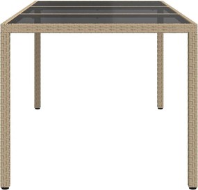 Zahradní stůl béžový 190 x 90 x 75 cm tvrzené sklo a polyratan 316717