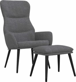 Relaxační křeslo se stoličkou světle šedé textil 3097429