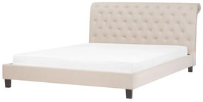 Luxusní béžová čalouněná prošívaná postel Chesterfield 160x200 cm REIMS Beliani