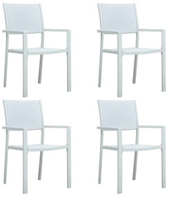 Zahradní židle 4 ks bílé plast ratanový vzhled,  47888
