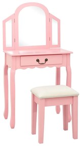 Toaletní stolek se stoličkou růžový 65x36x128 cm pavlovnia MDF 289335