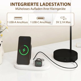 HOMCOM Sada stolních lamp, 2 kusy, moderní lampy s USB-A USB-C připojením pro ložnici, obývací pokoj a kancelář, černé