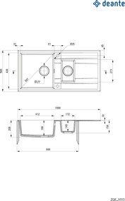 Deante Dřez Eridan 1,5 komory s odkapávačem, granit - ZQE S513 šedý metalic