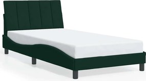 Rám postele s LED osvětlením bez matrace Hanko tmavě zelený 100 x 200 cm samet 3213766