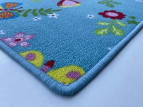 Vopi | Dětský koberec Motýlek 5271 modrý - 133 x 133 cm