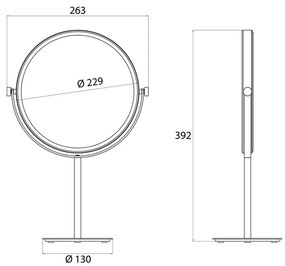 Emco Cosmetic mirrors Pure - Stojící kulaté holící a kosmetické zrcadlo, Ø 229 mm, 3 násobné zvětšování, chrom 109400118