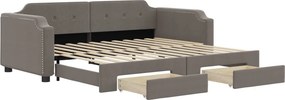 Válenda s přistýlkou a zásuvkami taupe 90 x 200 cm textil 3197673