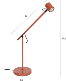 Červená kovová stolní lampa (výška 45,5 cm) Aero – White Label