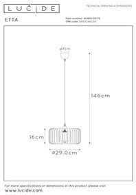 Lucide 46406/29/76 - Lustr na lanku ETTA 1xE27/40W/230V pr. 29 cm dřevo