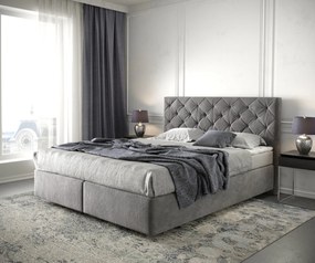 DELIFE Postel Boxspring Dream-Great 160x200 cm mikrovlákno taupe s matrací a topperem