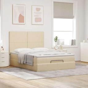 Osmanský rám postele s matrací krémově 140x190cm textil 3313076