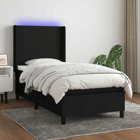 Box Spring Postel S Matrací A Led Černá Textil Černá Hladký design 80 x 2