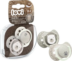 LOVI Dudlík silikonový dynamický mini BUDDY BEAR 0-2m 2ks