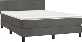 Box spring postel s matrací tmavě šedý 140 x 190 cm samet 3141180