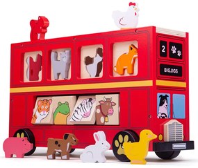 Bigjigs Toys Dřevěný autobus se zvířátky