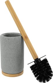 WC kartáč Solena, šedá/s dřevěnými prvky