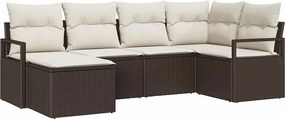 Set pohovek 6 ks Hnědá a krémová polyratan 3355117