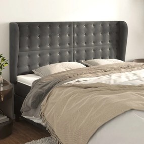 Čelo postele typu ušák tmavě šedé 203x23x118/128 cm samet 3118457