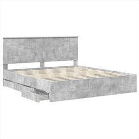 Rám postele s čelo Betonově šedá 180 x 200 cm Inženýrské dřevo 3409436