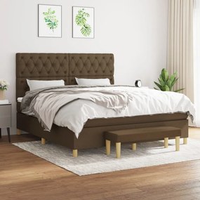 Box spring postel s matrací tmavě hnědá 160x200 cm textil 3137408