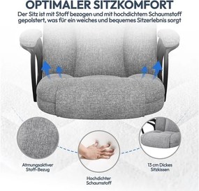Kancelářská židle Yaheetech – šedá, 69 cm (šířka) × 71 cm (hloubka) × 110 cm – 119 cm (výška) (267499488554)