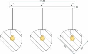 Toolight - Závěsné trojité stropní svítidlo 3xE27 APP383-3CPR, černá-červená, OSW-05015