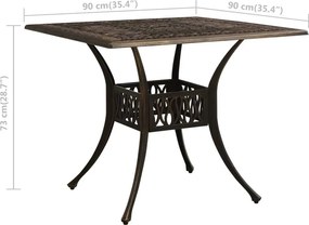 vidaXL Zahradní stůl 90 x 90 x 73 cm litý hliník [315588] Barva: Bronzová