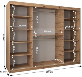 Šatní skříň ENNI - šířka 250 cm, bílá