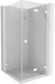 Mexen Lunar-F L, sklápěcí sprchový kout pravý 70 x 70 cm, 8mm čiré sklo, bílý profil, 836L-070-070-20-00-P