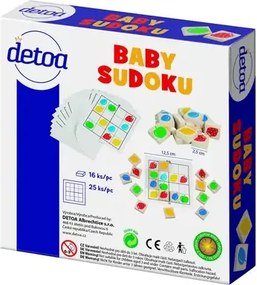 DETOA Baby sudoku / Dřevěná logická hra / 25 dílků / od 3 let
