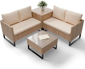 Juskys Zahradní sedací souprava Santorini pro 4 osoby Barva: černá