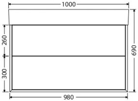 INTEDOOR Oxo Multi skříňka s umyvadlem, 2zásuvky, OXO MULTI 100 2Z Povrch: 0733 AP HYGIENIC WHITE MAT