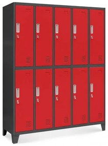 JAN NOWAK - Kovová šatní skříň BARTEKA BHP10 - antracit/červená - rozměr 172x136 cm - 3D6489