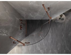 Mexen Lunar, půlkruhový výklopný sprchový kout 80 x 80 cm, 8mm čiré sklo, profil růžové zlato, 833-080L-080P-60-00