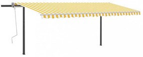 Ručně zatahovací markýza se sloupky 500x300 cm Dekorhome Bílá / žlutá