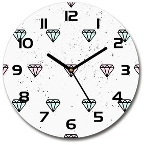 Wallmuralia Skleněné nástěnné hodiny kulaté Diamanty fi 30 cm